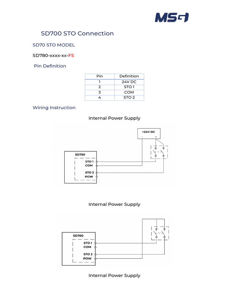 SD700 STO Connection Guide | PDF