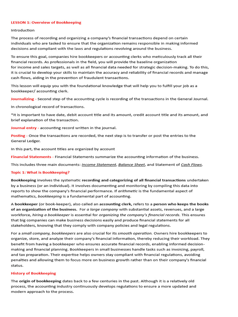 Introduction to Bookkeeping Basics | PDF | Communication | Nonverbal ...