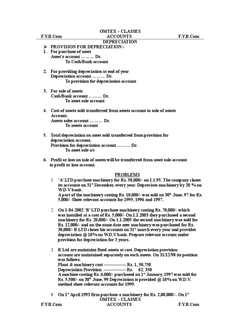 Accounts - Provision for Depreciation | Depreciation | Corporations