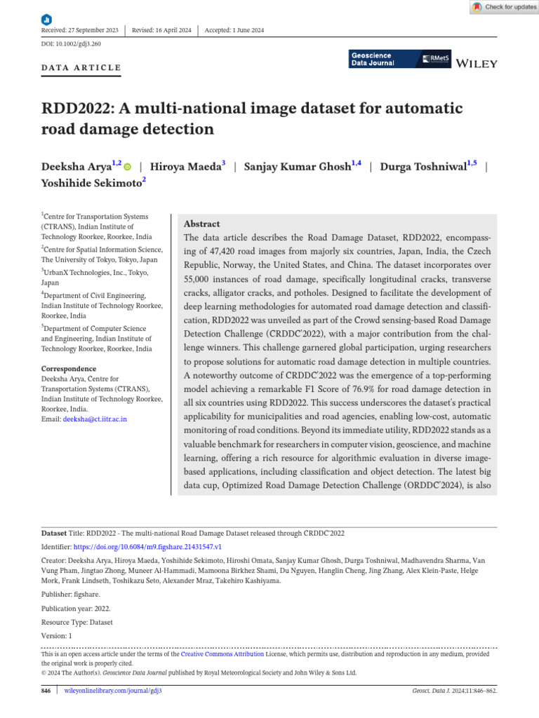 RDD2022: Road Damage Image Dataset | PDF | Smartphone | Computing