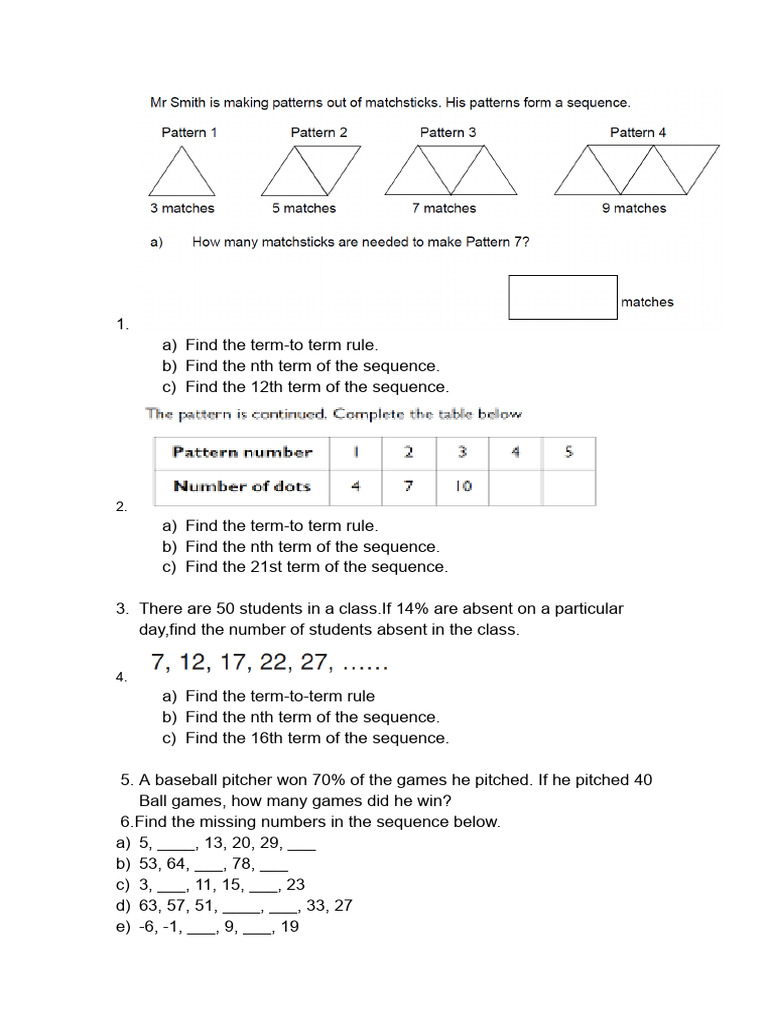 Sequences and Percentage | PDF