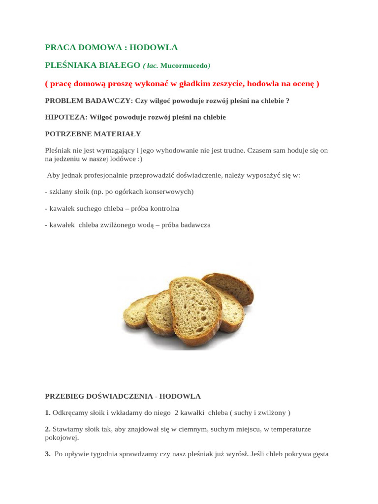 Hodowla Plesniaka | PDF