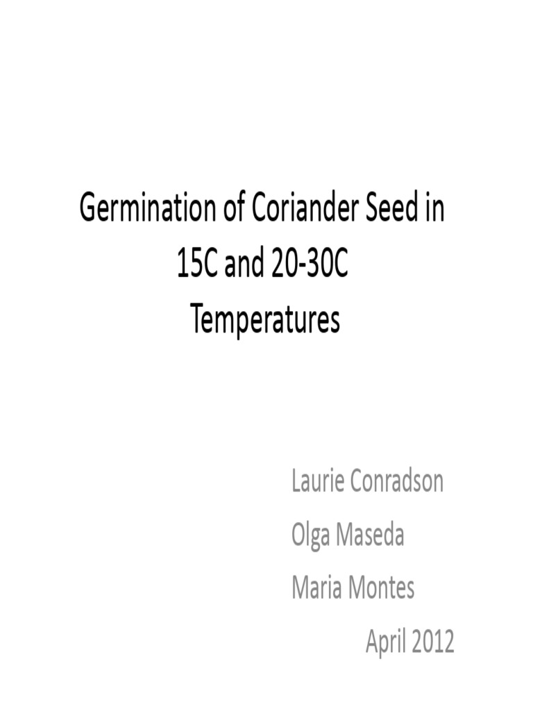 Germination of Coriander Seed in 15C and 20-30C 2012 | PDF | Coriander ...