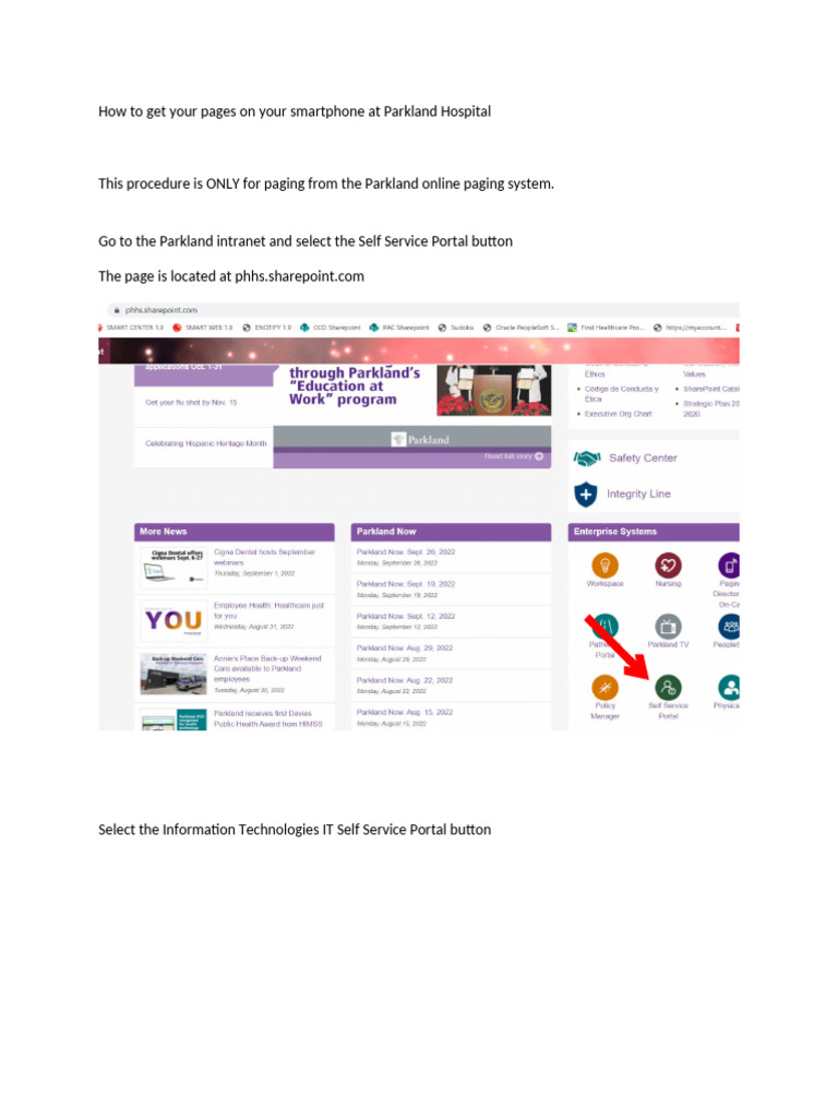 How To Get Your Pages On Your Smartphone at Parkland Hospital | PDF