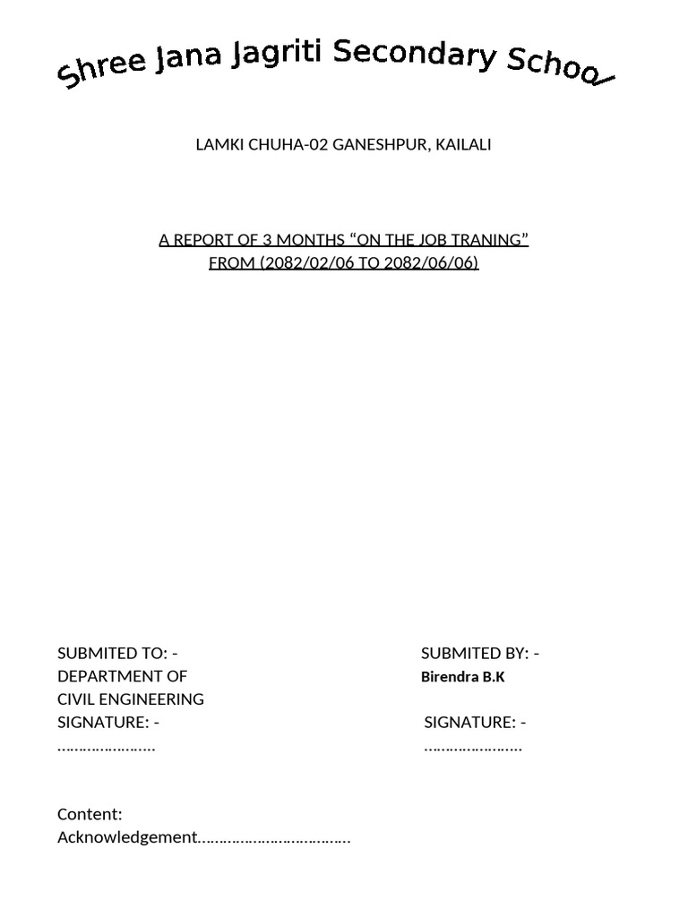 Class 12 Ojt File Birendra | PDF | Road Surface | Drainage
