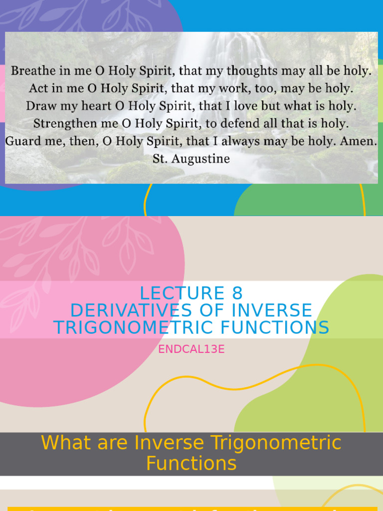 Lec 8 Deriv of Inverse Trig Func | PDF