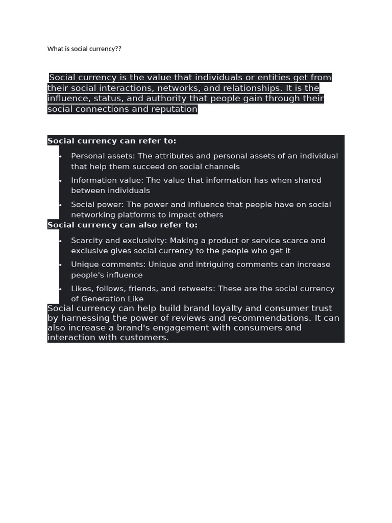 Understanding Social Currency Value | PDF
