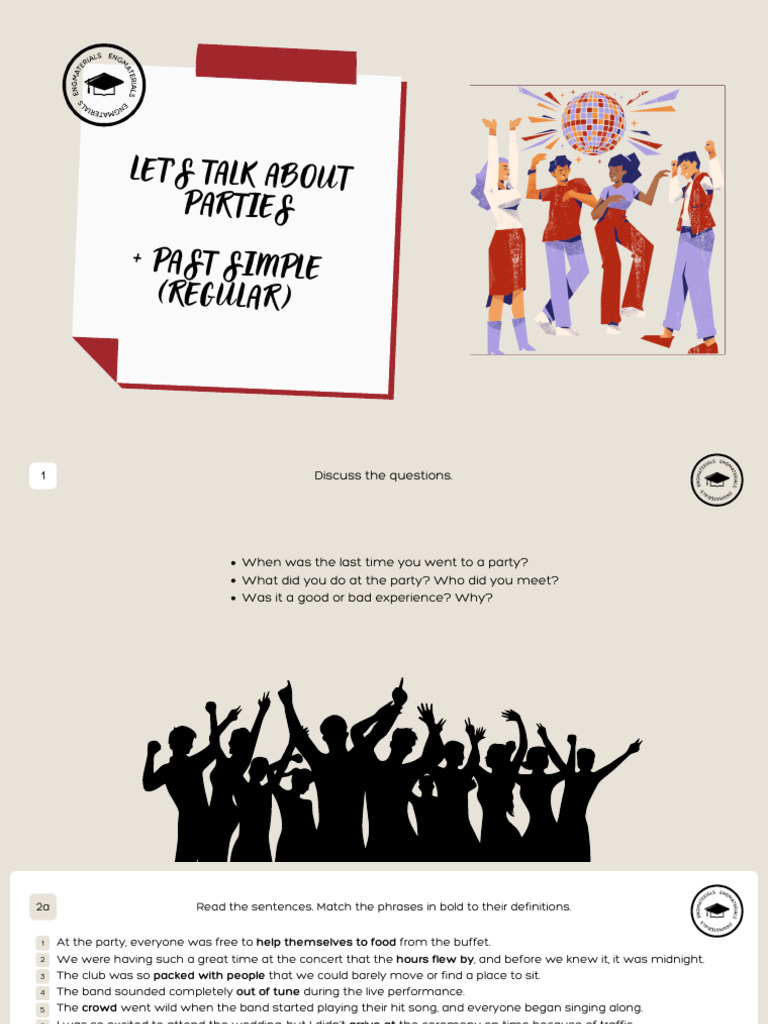 SV Let's Talk About Parties + Past Simple | PDF | Grammatical Tense ...