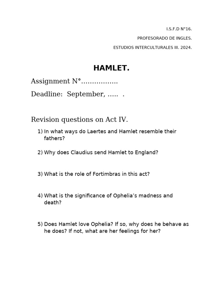 Fortimbras' Role in Hamlet Act IV | PDF
