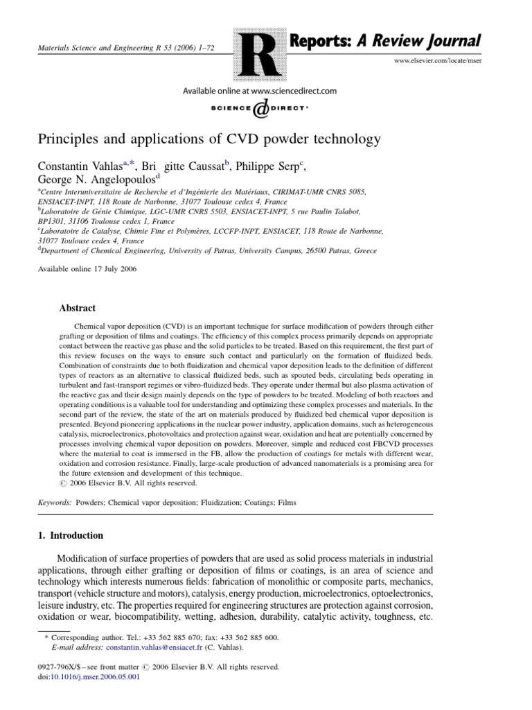 Principles and Applications of CVD Powder Technology | PDF | Chemical ...