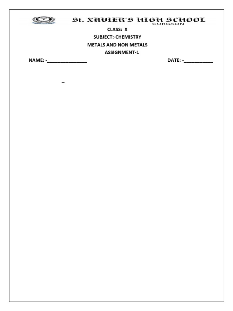 Assignment No. 1 Metals and Non-metals (1) | PDF