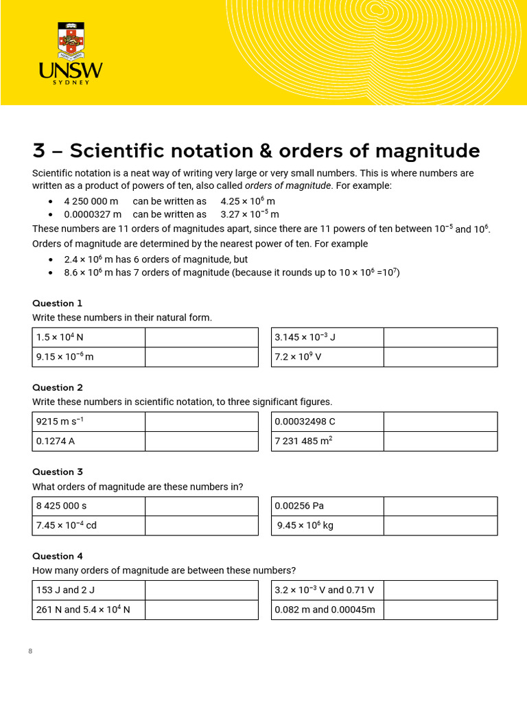 Review 3 - Scientific Notation | PDF