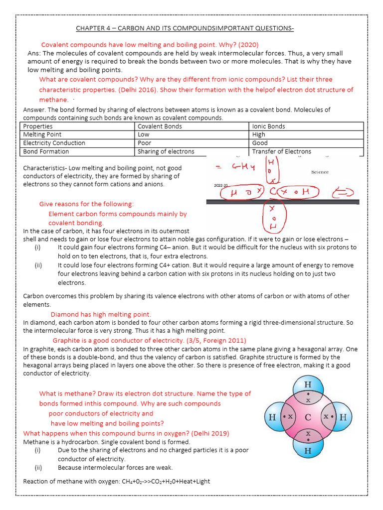 Carbon and Compounds Worksheet | PDF | Chemical Bond | Ion