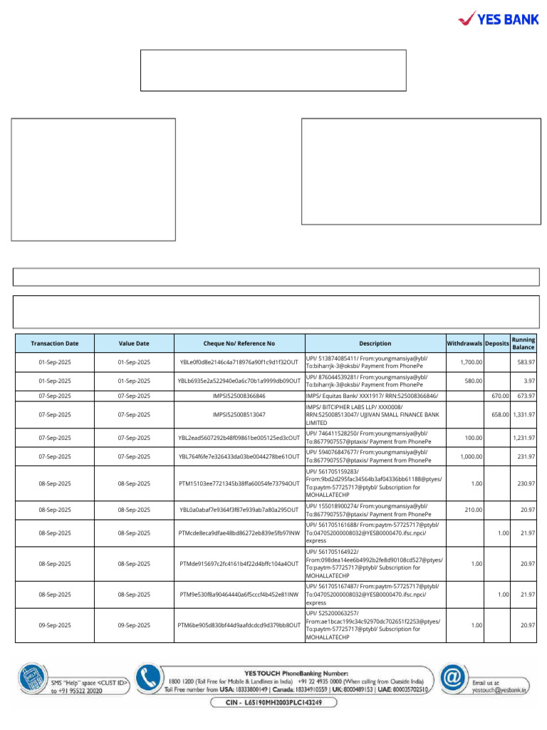 Iris-YesBank-09 Tue, 2025 07-08-28 Am | PDF | Banks | Payments