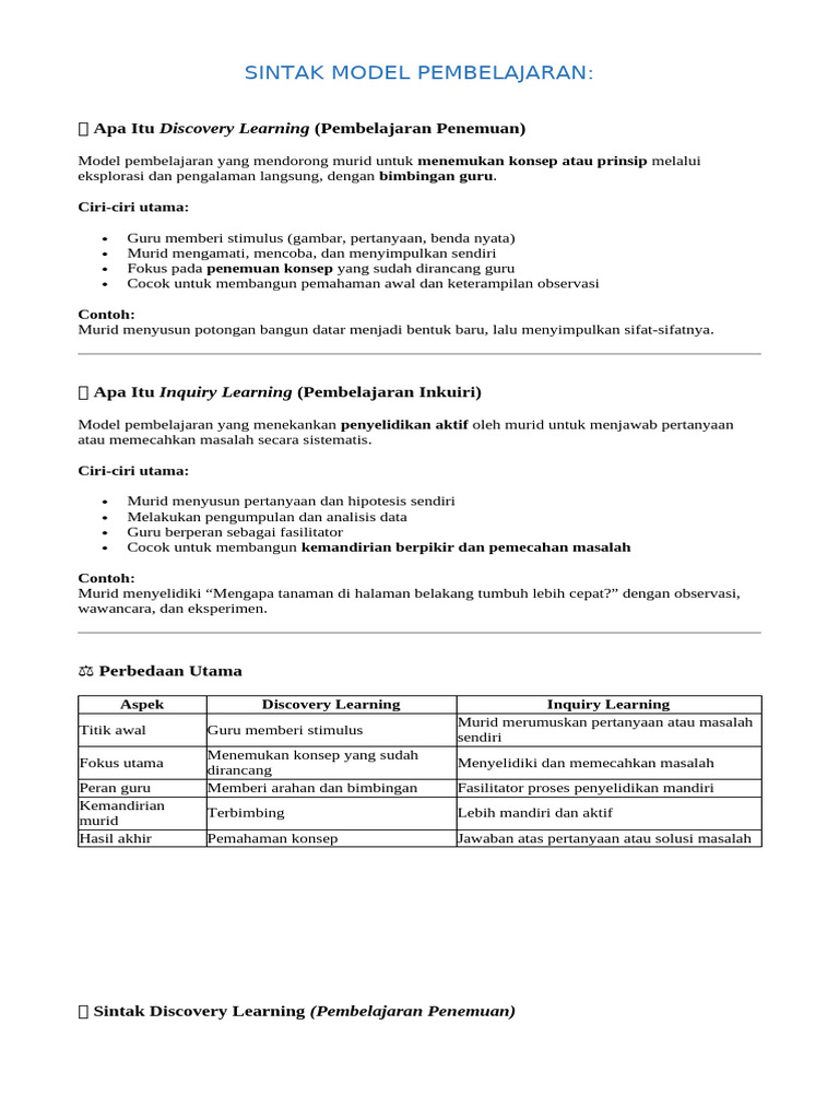 Sintak Model Pembelajaran | PDF