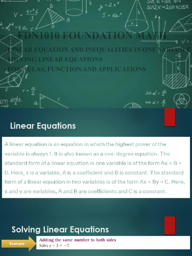 L4 - Linear Equations Functions Formulas and Applications | PDF