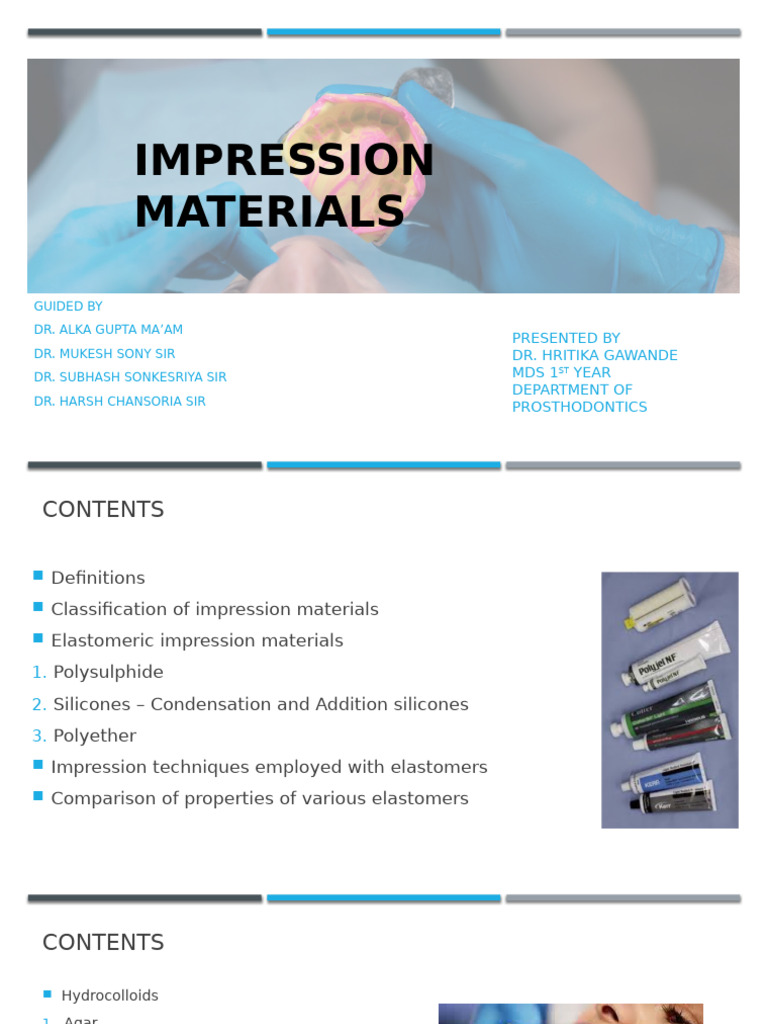 Overview of Dental Impression Materials | PDF | Materials