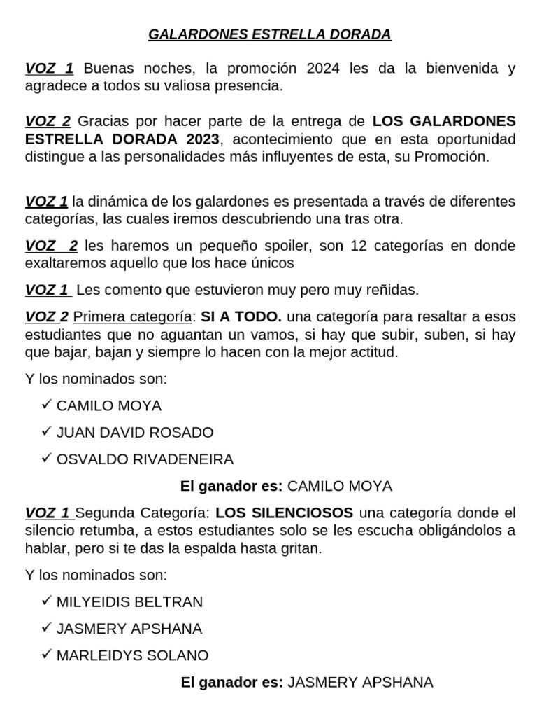 Libreto Premios Oscar | PDF
