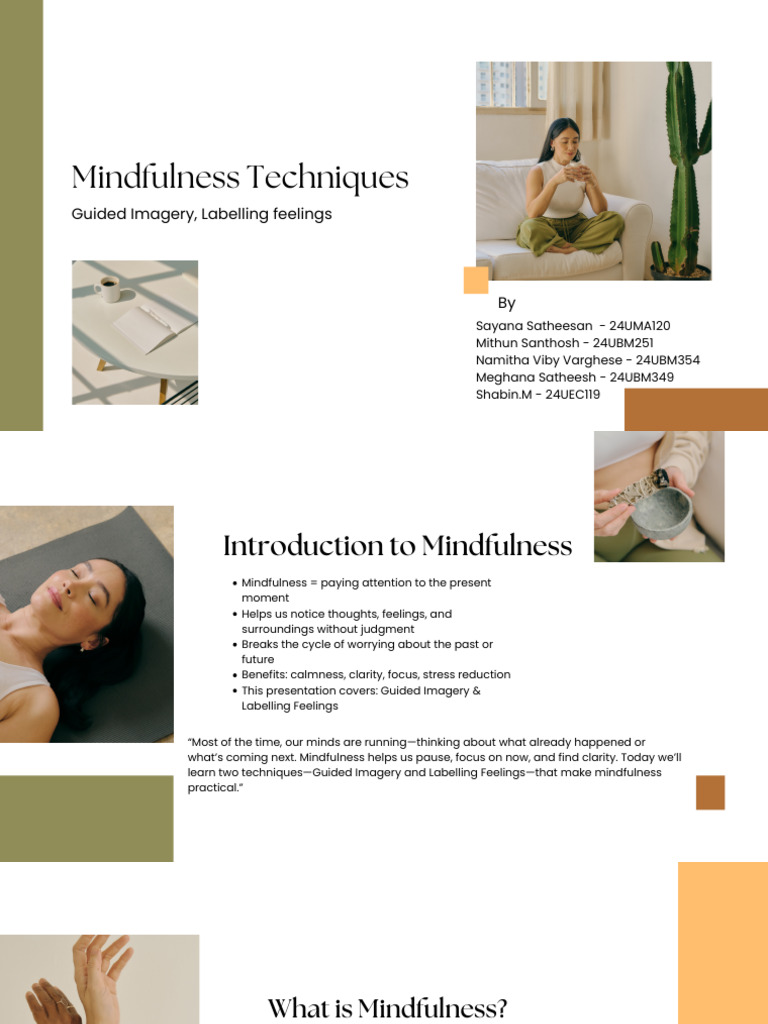 Mindfulness Techniques Guided Imagery Labelling Feelings, Group 7 | PDF ...
