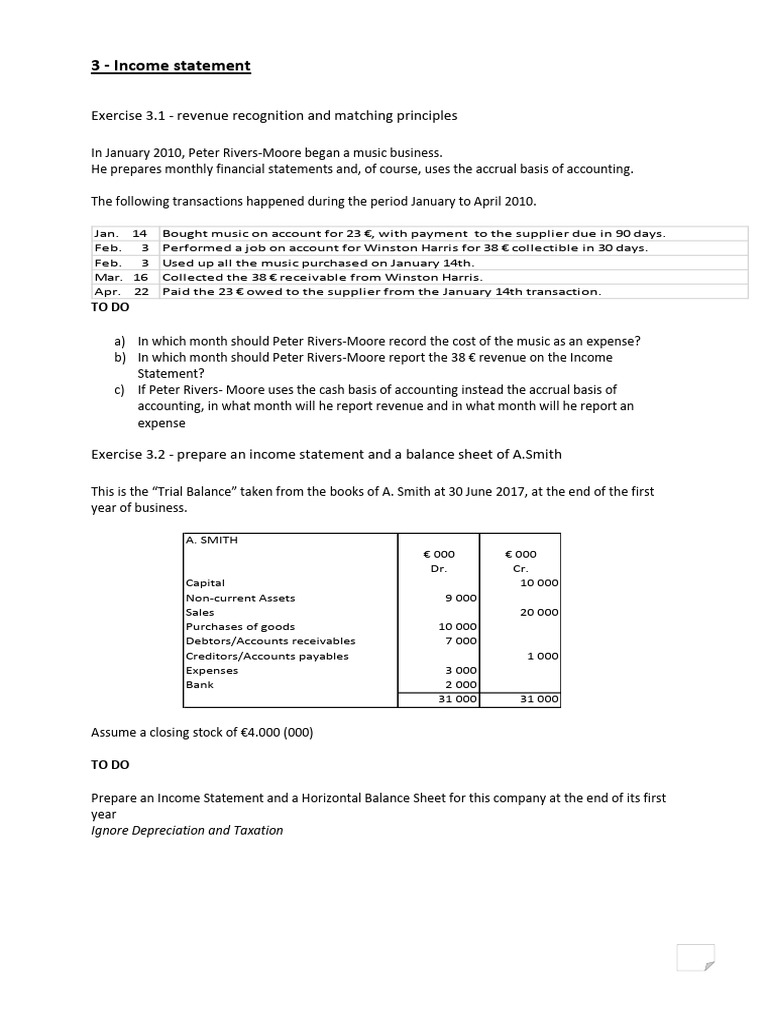 3.exercises Income Statement | PDF | Income Statement | Expense