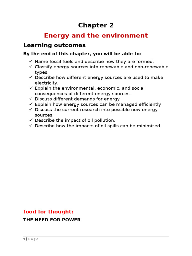 Energy Sources and Environmental Impact | PDF | Coal | Fuels
