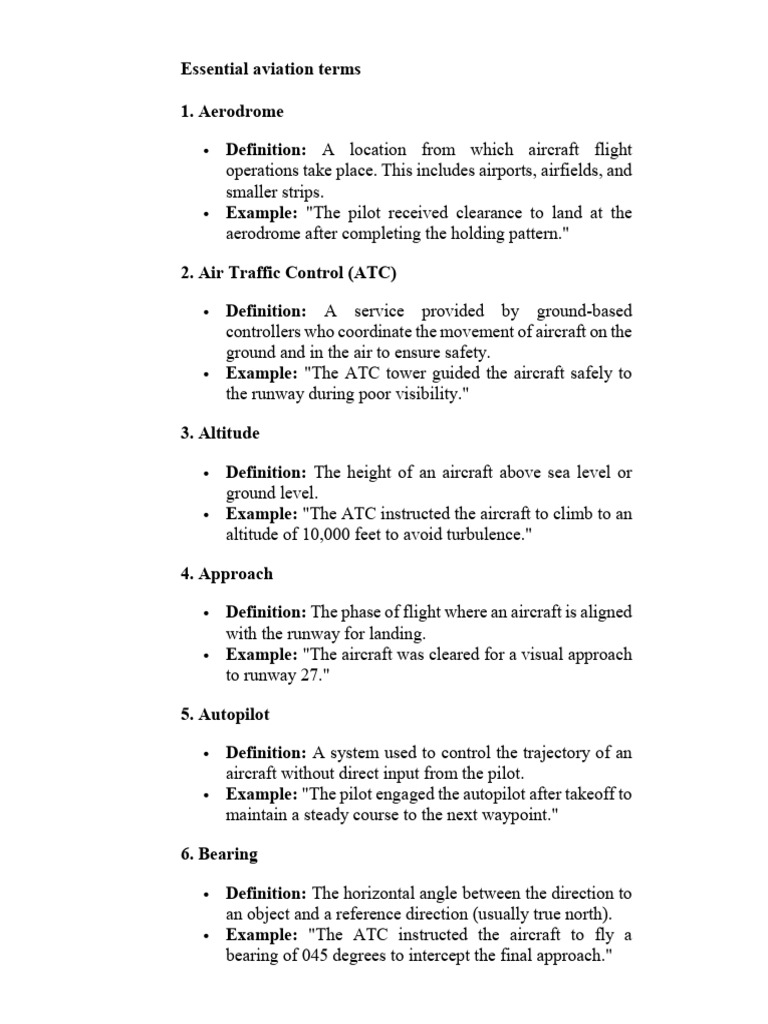 Essential Aviation Terms For ATCOs | PDF | Visual Flight Rules ...