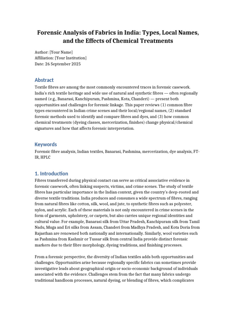 Forensic Fabric Analysis India Regional | PDF | Textiles | Dye