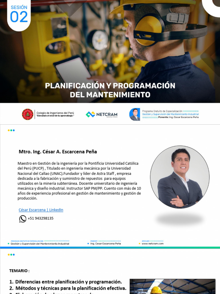 Sesión 02 Gestión Y Supervisión Del Mantenimiento Industrial Pdf