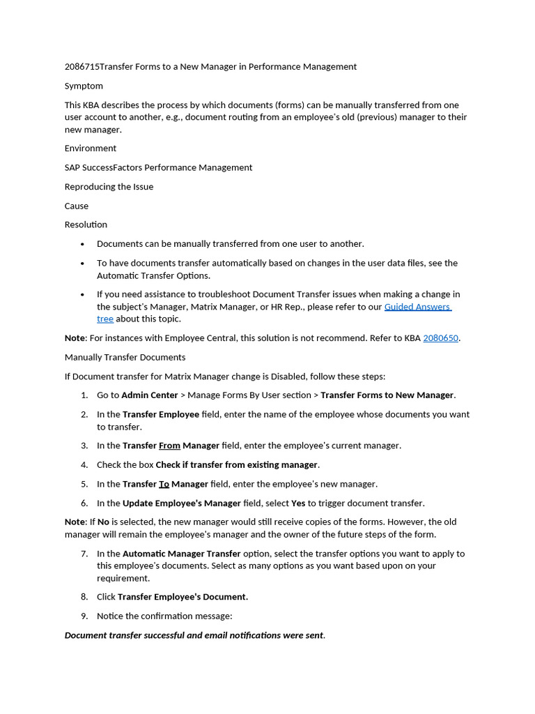 2086715transfer Forms To A New Manager in Performance Management | PDF ...