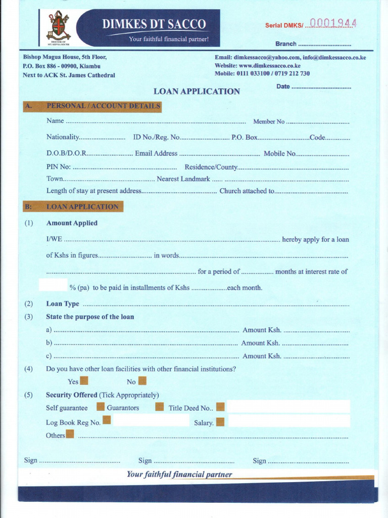 Loan Application Form 1 Pdf