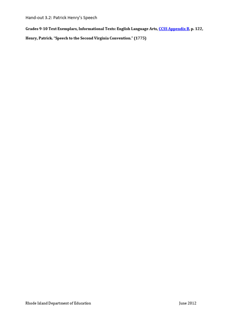 Hand Out 3 2 Patrick Henry Speech | PDF