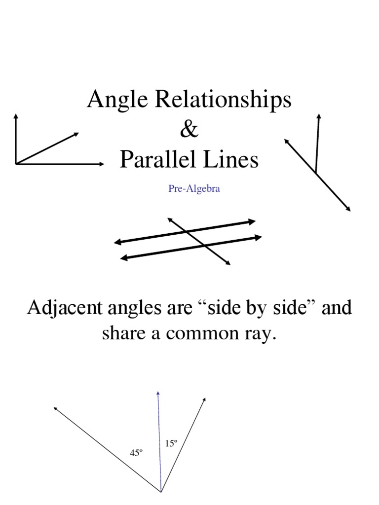 Angle Relationships & Parallel Lines: Pre-Algebra | PDF