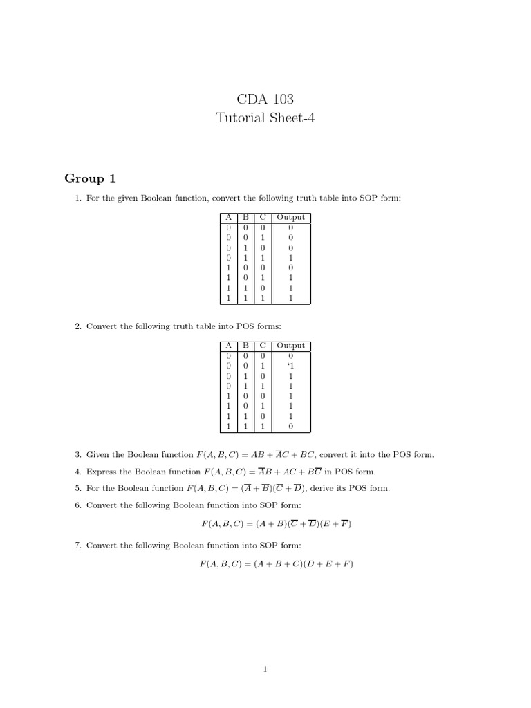 BSC - CDA - 103 - Tutorial Sheet-4-Group-1 1 | PDF | Mathematical Logic ...