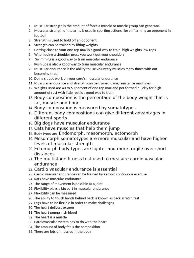 50 Facts On Musclular Endurance and Strength | PDF | Strength Training ...