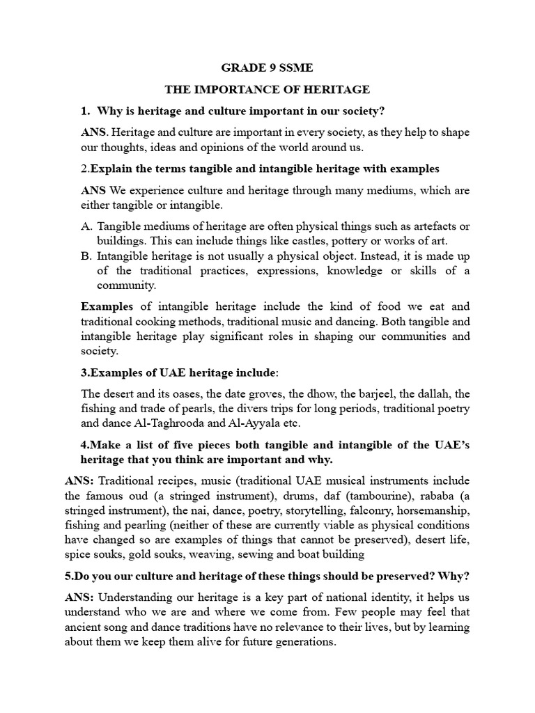 Importance of Heritage Notes | PDF