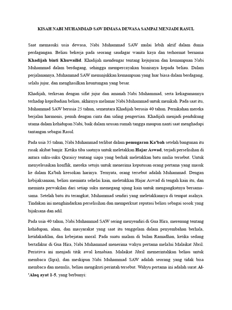 Kisah Nabi Muhammad: Dari Pedagang ke Rasul | PDF