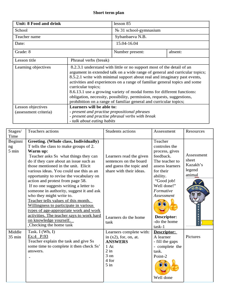 Short Term Plan Phrasal Verbs (Break) | PDF | Verb | Cognition
