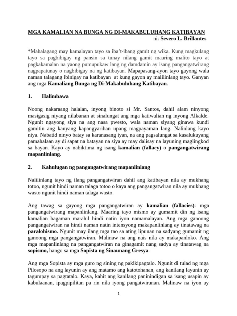 F. Mga Kamaliang Bunga NG Di Makabuluhang Katibayan | PDF