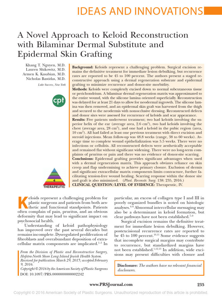 A Novel Approach To Keloid Reconstruction | PDF | Scar | Wound Healing