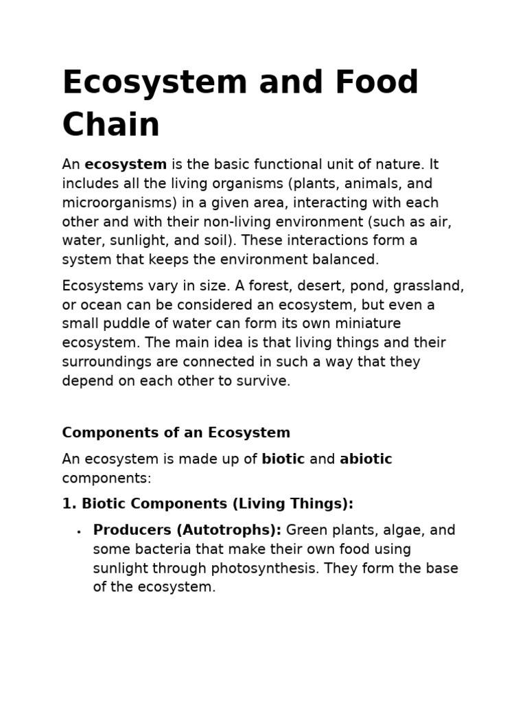 Ecosystem and Food Chain | PDF | Ecosystem | Foods