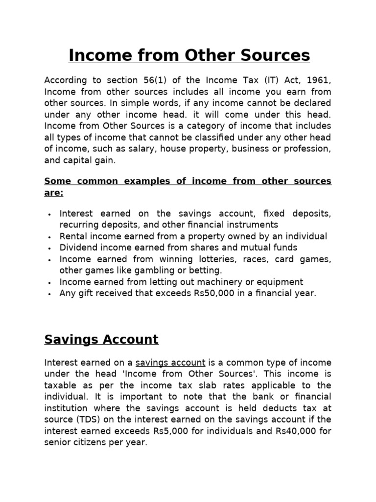 Understanding Income from Other Sources | PDF | Tax Deduction | Taxes