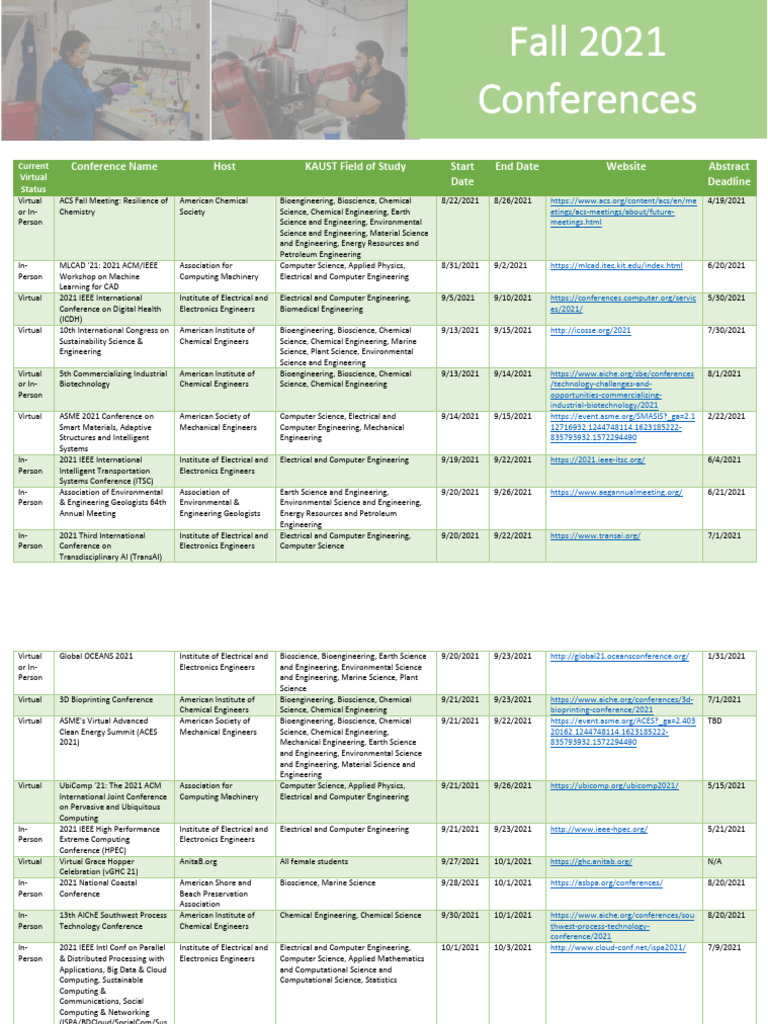 Fall 2021 Conference Schedule | PDF | Engineering | Science