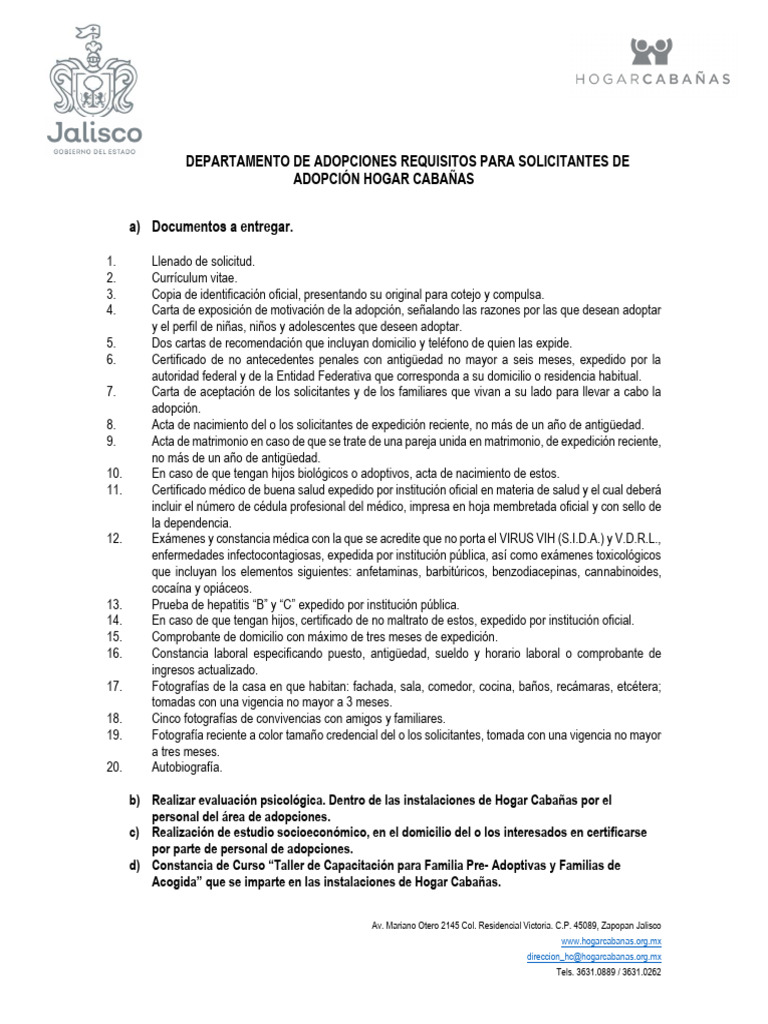 Requisitos de Adopciones 20224 | PDF | Adopción | Certificado de nacimiento