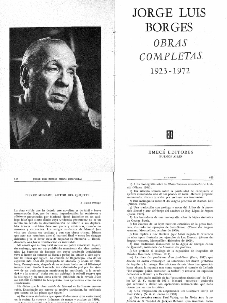 Obras de Pierre Menard y su análisis | PDF