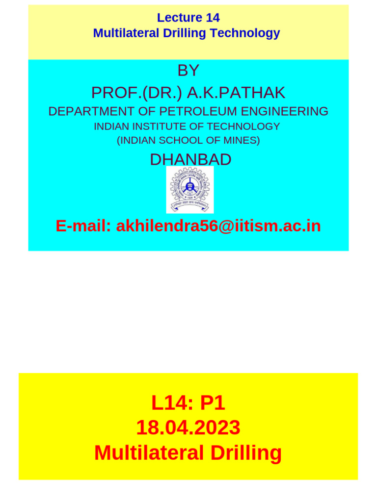 Lecture 14 Multilateral Drilling 2023-24 | PDF | Casing (Borehole) | Oil Well