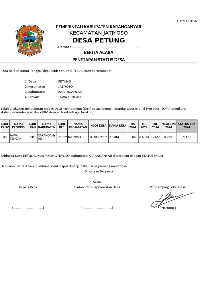 Template Berita Acara Desa 2020 V1 | PDF