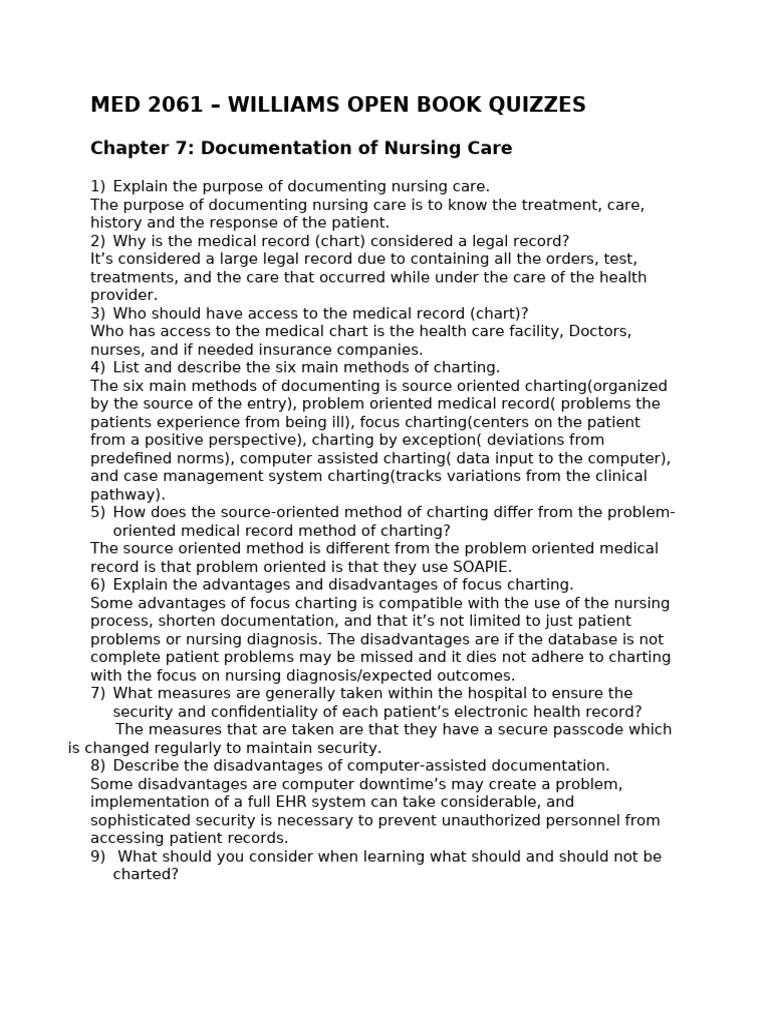 Assignment 5 - Williams Open Book Quizzes Ch. 7-10, 23 | PDF | Learning ...