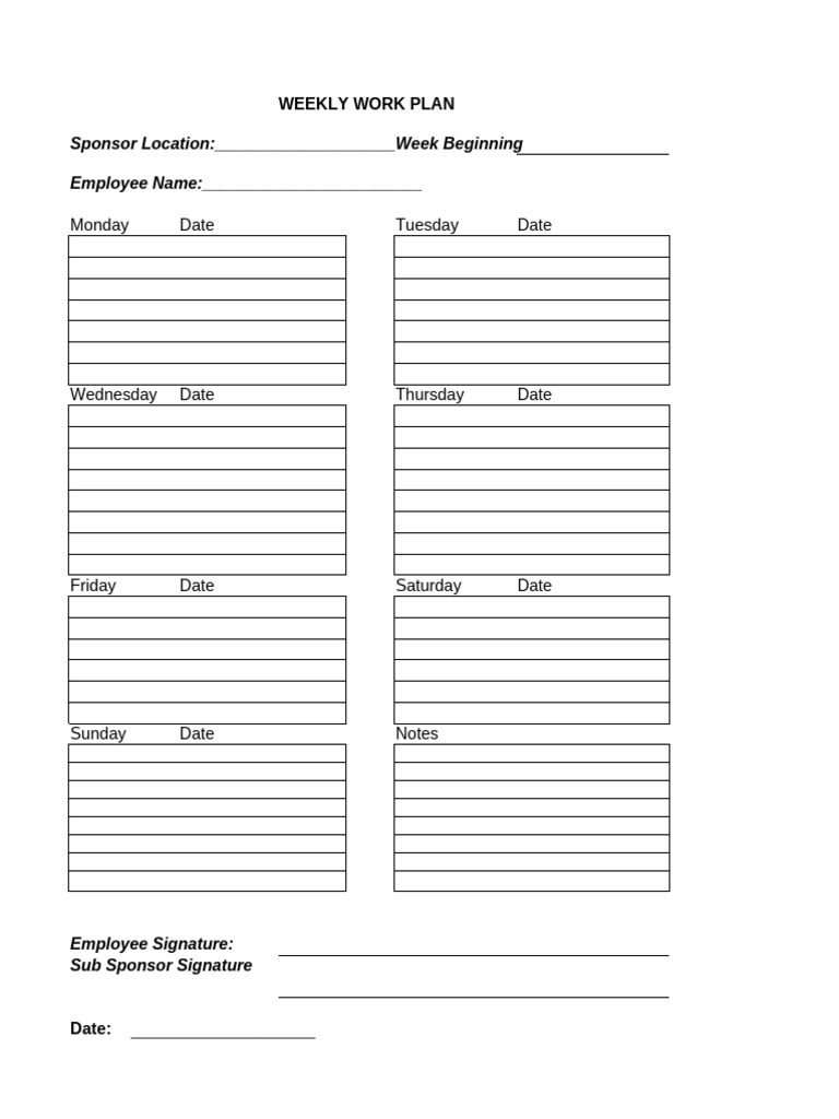 New Weekly Work Plan | PDF