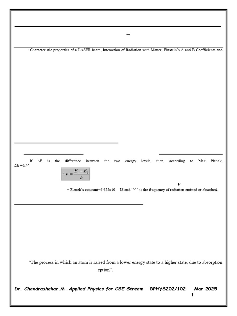 1.module 1-Lasers Optical Fibers. CSE Jun 2023 | PDF | Laser | Optical Fiber