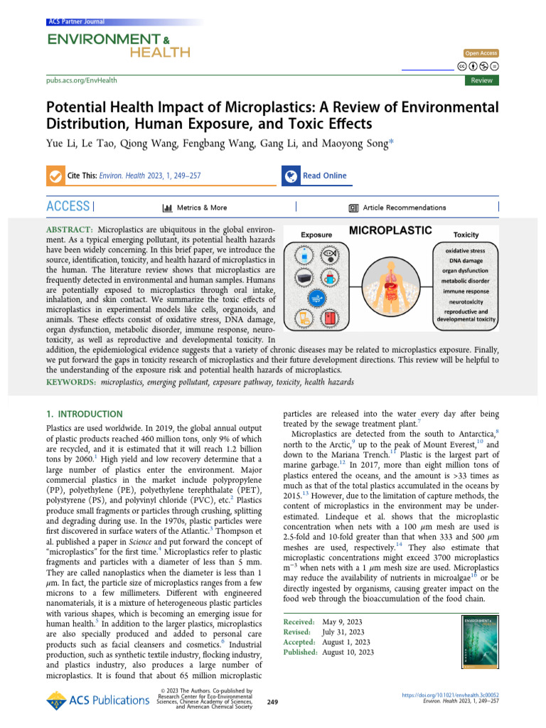 Health Risks of Microplastics Review | PDF | Plastic | Toxicity